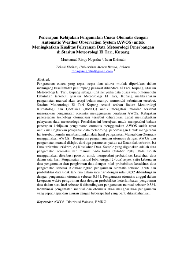 (PDF) Penerapan Kebijakan Pengamatan Cuaca Otomatis dengan Automatic ...