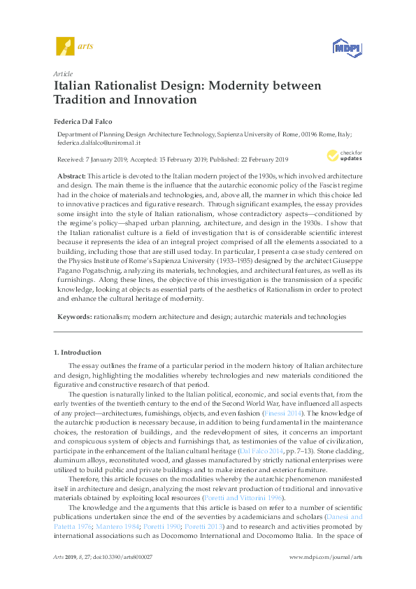 (PDF) Italian Rationalist Design: Modernity between Tradition and ...