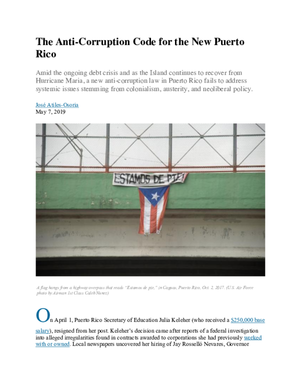 (PDF) The Anti-Corruption Code for the New Puerto Rico