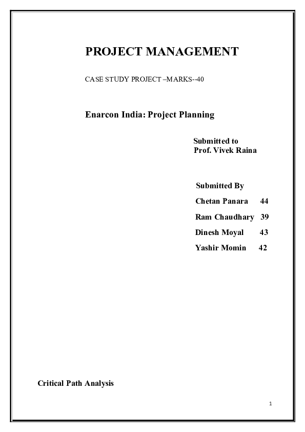 (PDF) Enarcon India: Project Planning