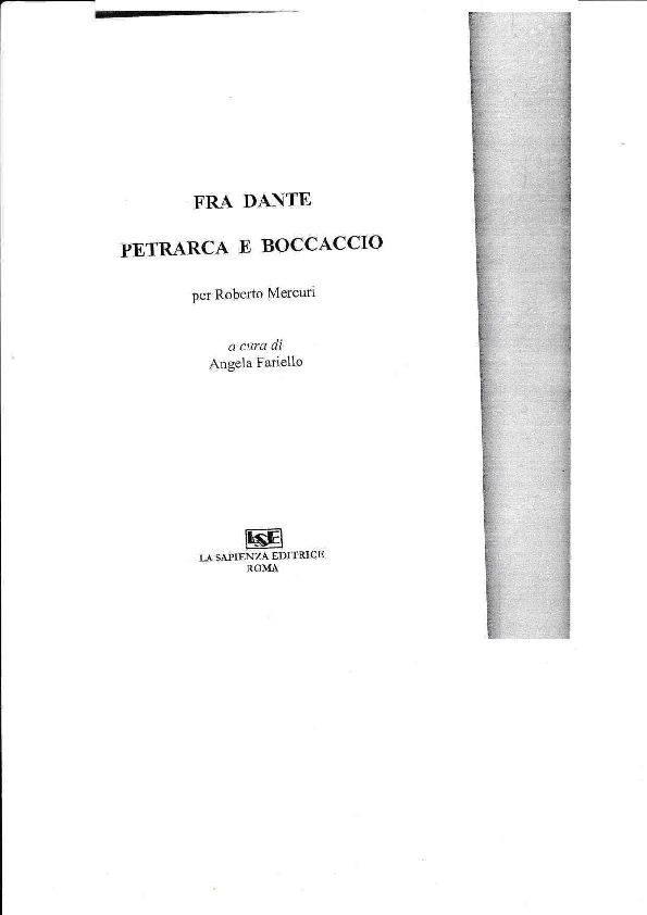 (PDF) “Boccaccio biografo di Virgilio”, in Fra Dante Petrarca e ...