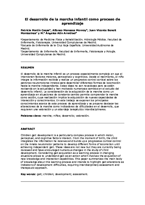 (DOC) El desarrollo de la marcha infantil como proceso de aprendizaje