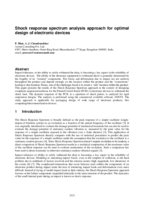 (PDF) Shock response spectrum analysis approach for optimal design of ...