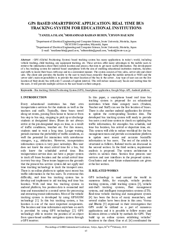 (PDF) GPS BASED SMARTPHONE APPLICATION: REAL TIME BUS TRACKING SYSTEM FOR EDUCATIONAL INSTITUTIONS