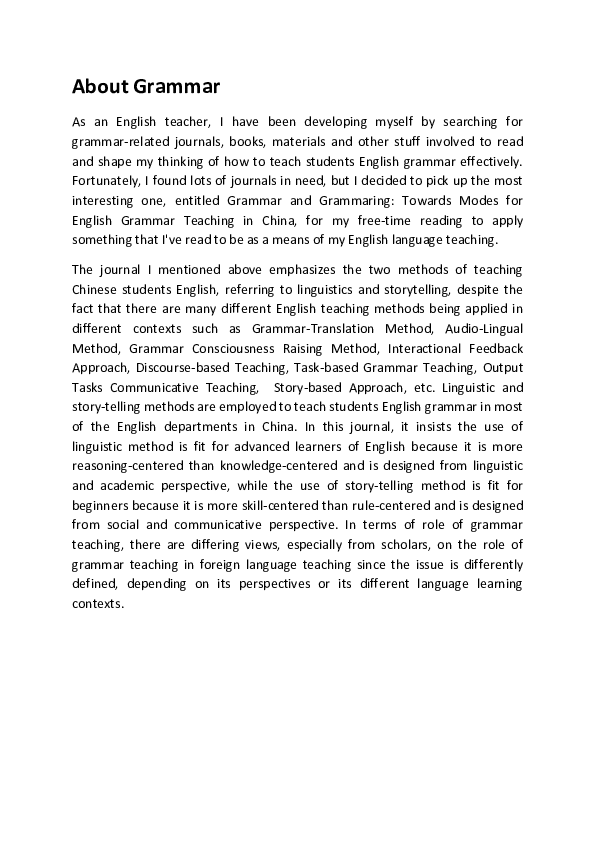 (DOC) Grammar Teaching Methods