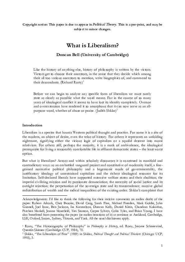 (PDF) What is Liberalism