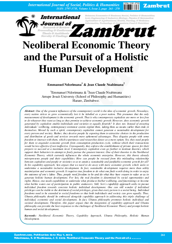(PDF) Neoliberal Economic Theory and the Pursuit of a Holistic Human ...