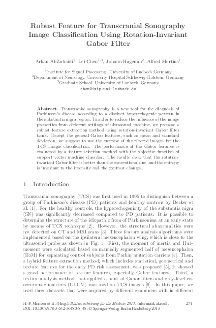 Pdf Robust Feature For Transcranial Sonography Image Classification Using Rotation Invariant