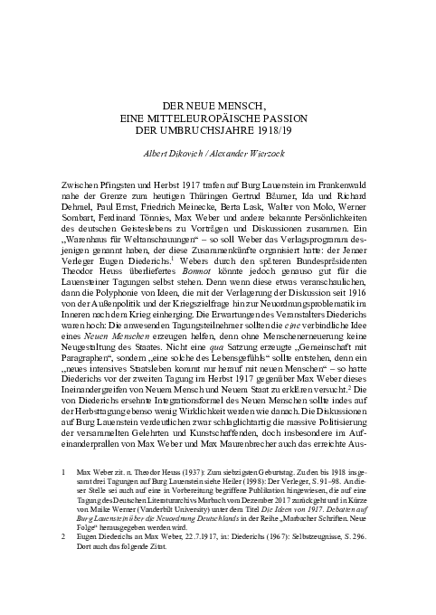 (PDF) Der Neue Mensch, eine mitteleuropäische Passion der Umbruchsjahre ...