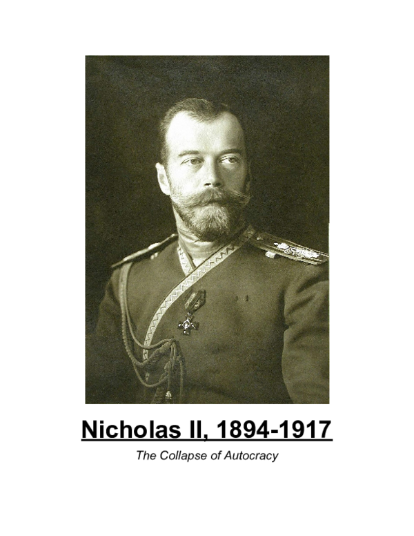 (PDF) Nicholas II, 1894-1917: The Collapse of Autocracy