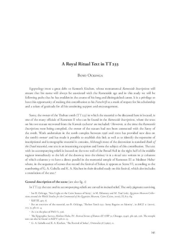 (PDF) A Royal Ritual Text in TT 233