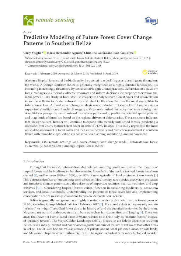 (PDF) Predictive modeling of future forest cover change patterns in ...