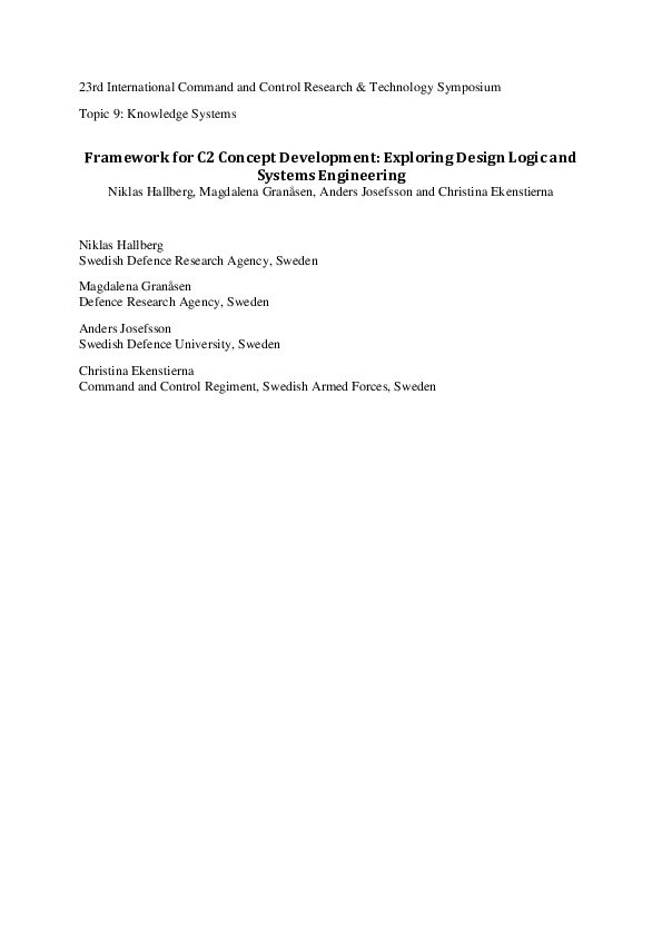 (PDF) Framework for C2 Concept Development: Exploring Design Logic and ...