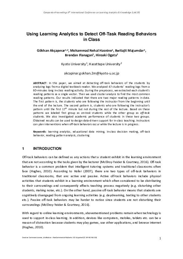 (PDF) Using Learning Analytics to Detect Off-Task Reading Behaviors in Class