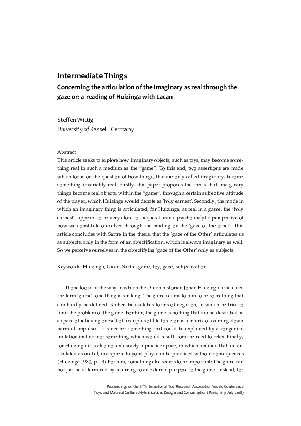 (DOC) Intermediate Things. Concerning the articulation of the Imaginary ...