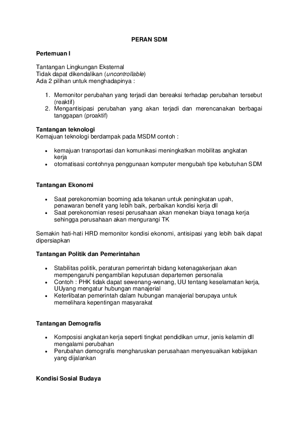 (DOC) PERAN SDM Pertemuan I