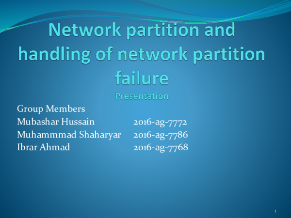 (PPT) Network partition and handling of network partition failure