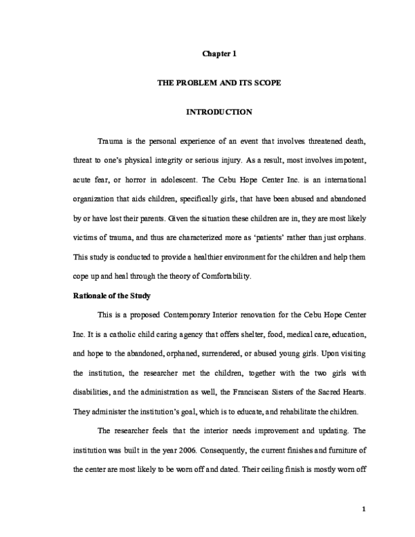 (PDF) An Interior Renovation of the Cebu Hope Center Inc.