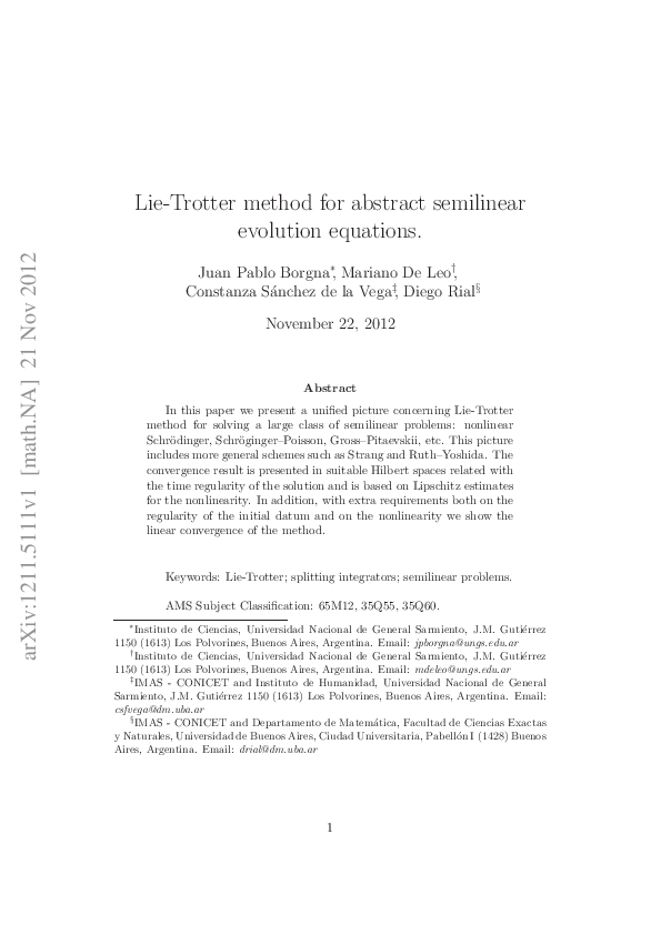 (PDF) Lie-Trotter method for abstract semilinear evolution equations