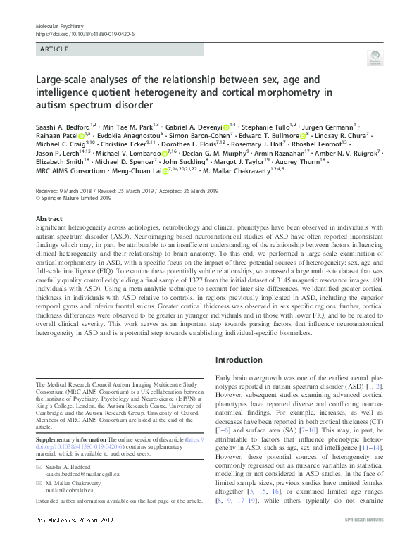 Pdf Large Scale Analyses Of The Relationship Between Sex Age And