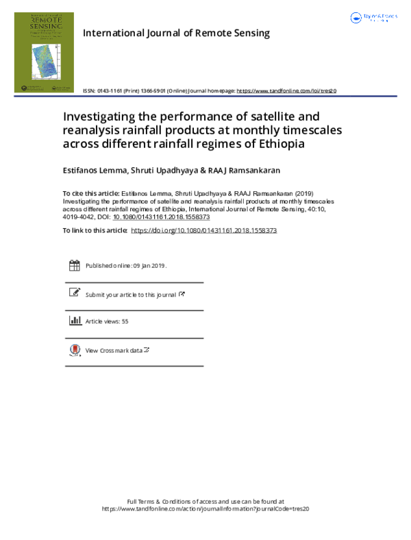 Pdf Investigating The Performance Of Satellite And Reanalysis Rainfall Products At Monthly