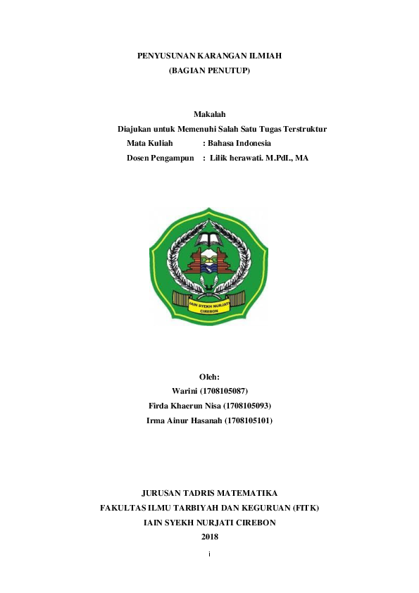 (DOC) Penyusunan Karangan Ilmiah (Bagian Penutup)