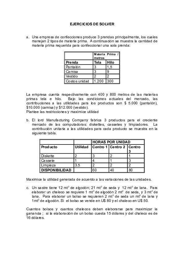 (DOC) EJERCICIOS DE SOLVER