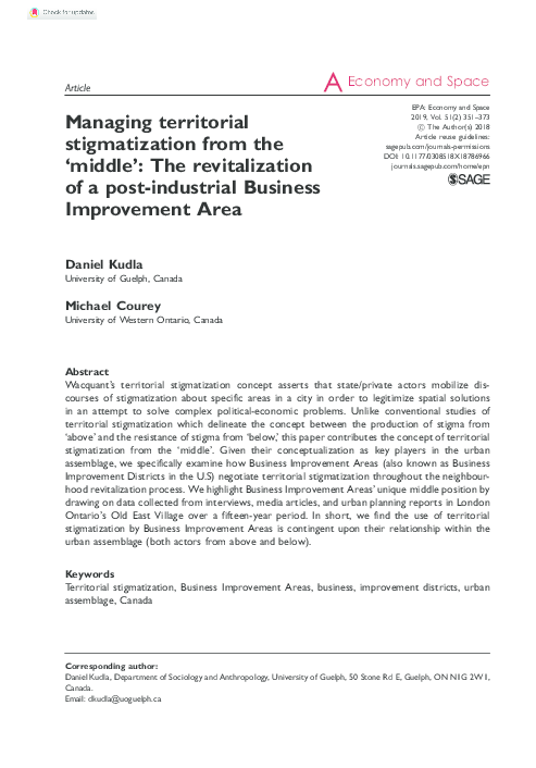(PDF) Managing territorial stigmatization from the 'middle': The ...