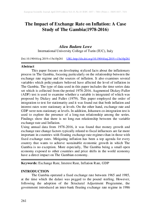 (PDF) The Impact of Exchange Rate on Inflation: A Case Study of The ...