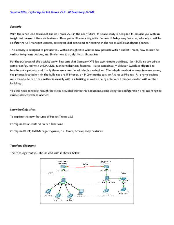 (PDF) Session Title: Exploring Packet Tracer v5.3 -IP Telephony & CME