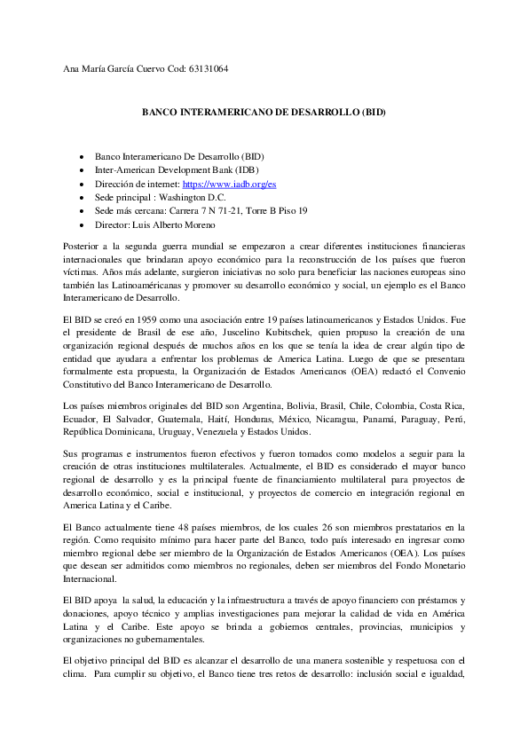 (DOC) Banco interamericano de desarrollo