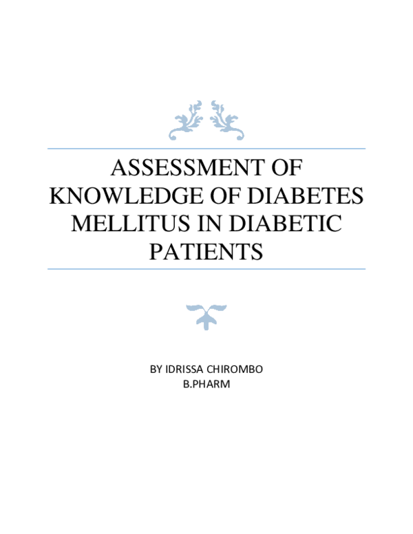 (PDF) ASSESSMENT OF KNOWLEDGE OF DIABETES MELLITUS IN DIABETIC PATIENTS