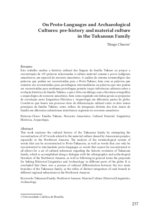 (PDF) On Proto-Languages and Archaeological Cultures: pre-history and ...