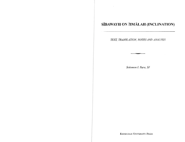 (PDF) SIBAWAYH ON 7IMA.LAH (INCLINATION) TEXT, TRANSLATION, NOTES AND ...