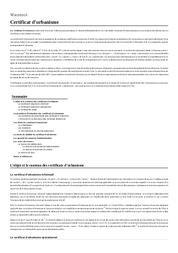 (PDF) Certificat d'urbanisme