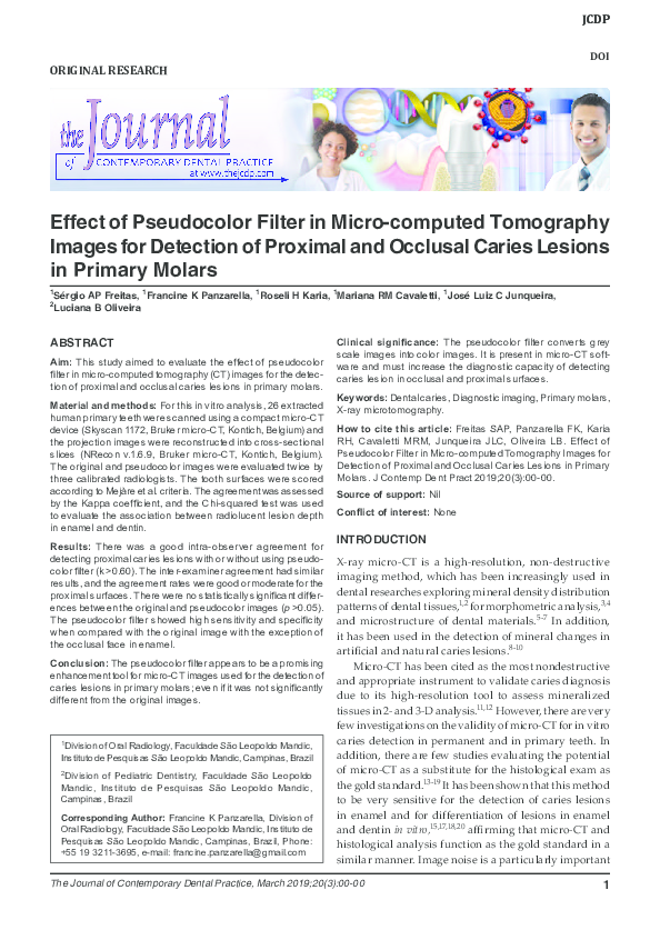 (PDF) Pseudocolor filter in micro-CT images for caries detection JCDP ...