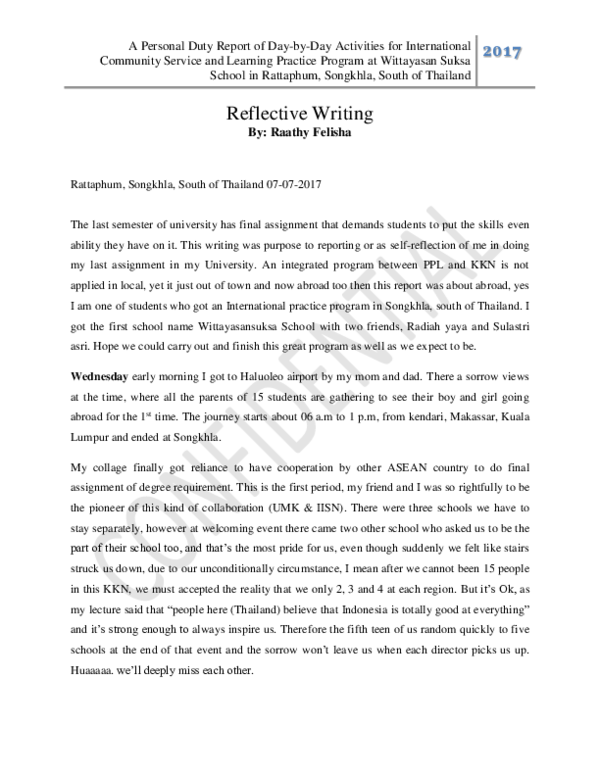 (DOC) Reflective Writing