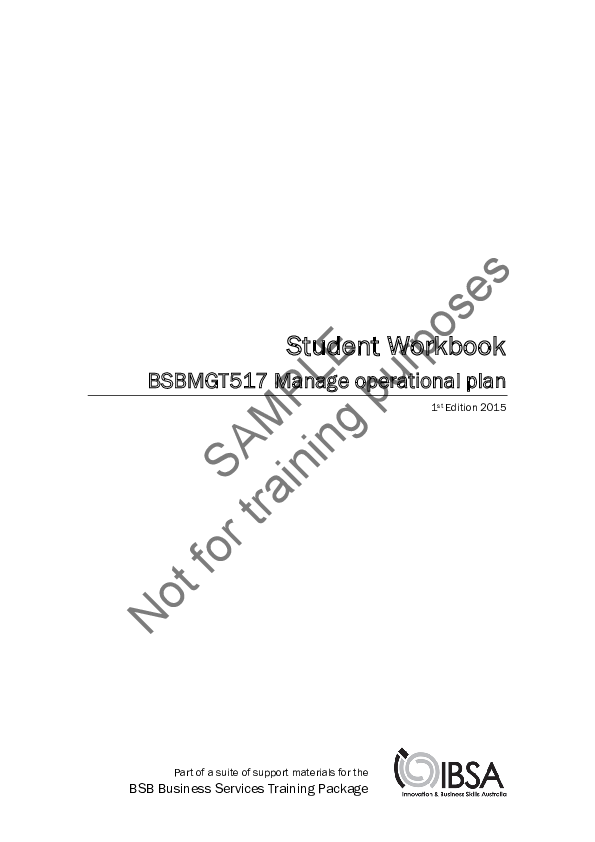 (PDF) Student Workbook BSBMGT517 Manage operational plan