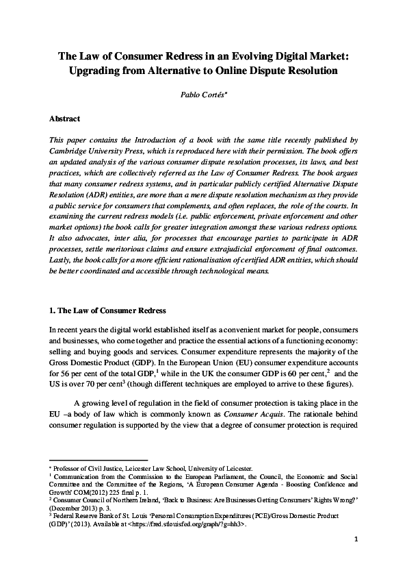 (DOC) The Law of Consumer Redress in an Evolving Digital Market ...