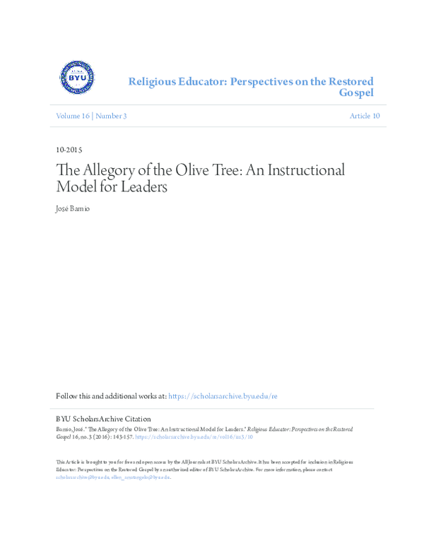 (PDF) The Allegory of the Olive Tree: An Instructional Model for Leaders