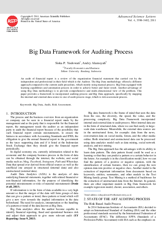 (PDF) Big Data Framework for Auditing Process