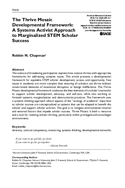 (PDF) The Thrive Mosaic Developmental Framework: A Systems Activist ...