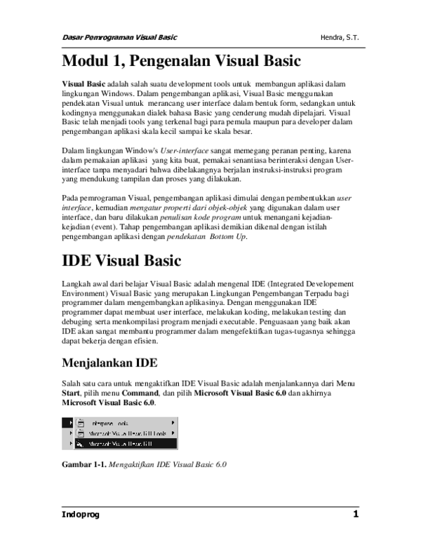 (PDF) Modul 1, Pengenalan Visual Basic