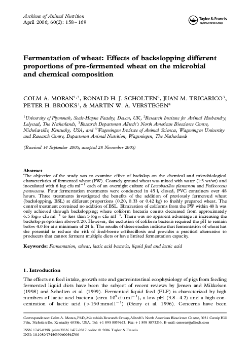 (PDF) Fermentation of wheat: Effects of backslopping different ...