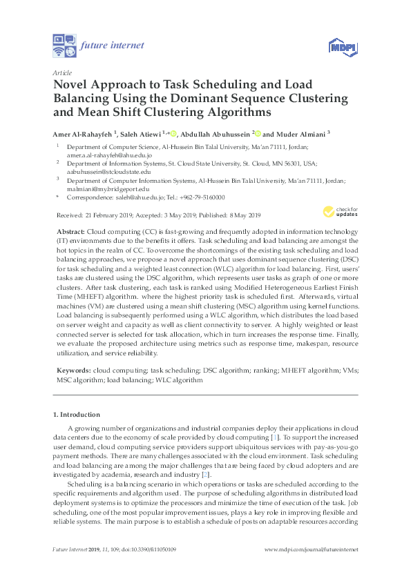 Pdf Novel Approach To Task Scheduling And Load Balancing Using The Dominant Sequence