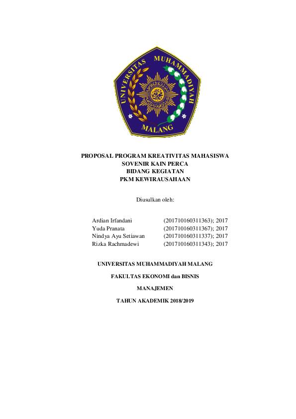 (DOC) PROPOSAL PROGRAM KREATIVITAS MAHASISWA SOVENIR KAIN PERCA BIDANG ...