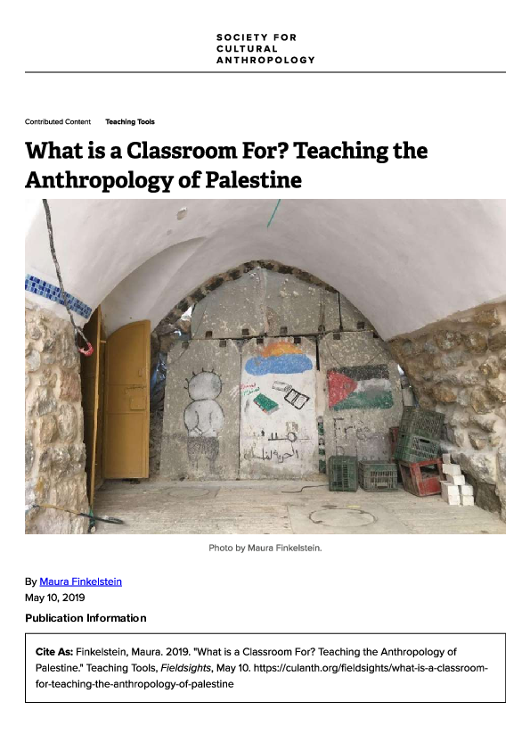 (PDF) What is a Classroom For? Teaching the Anthropology of Palestine