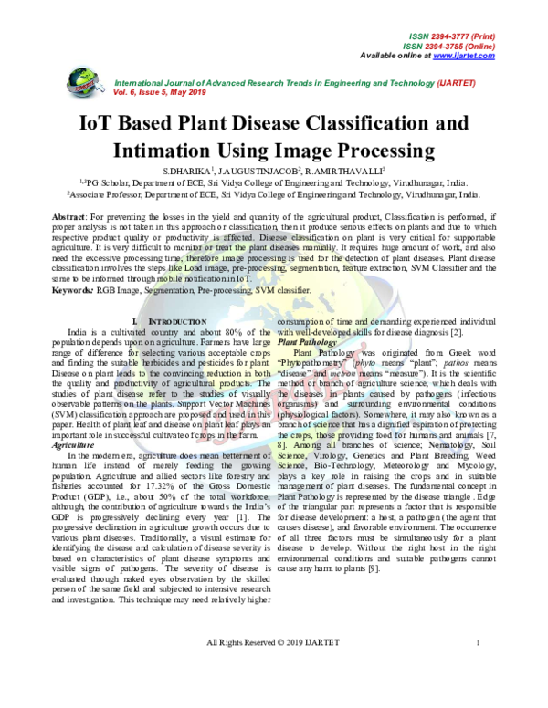 (PDF) Remote Area Plant Disease Detection Using Image Processing ...