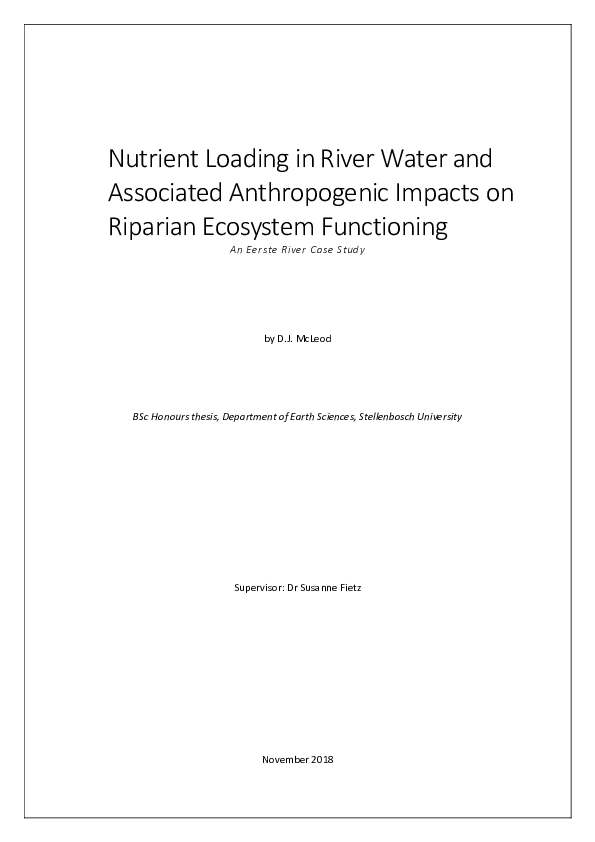 (PDF) Nutrient Loading in River Water and Associated Anthropogenic ...