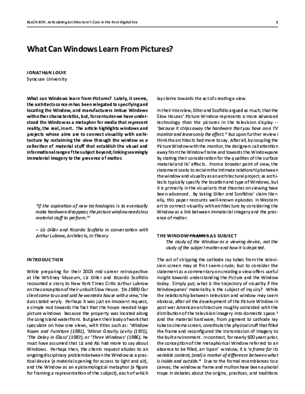 (PDF) Annual What Can Windows Learn from Pictures